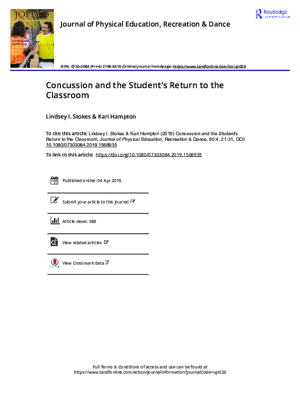 (PDF) Concussion and the Student's Return to the Classroom