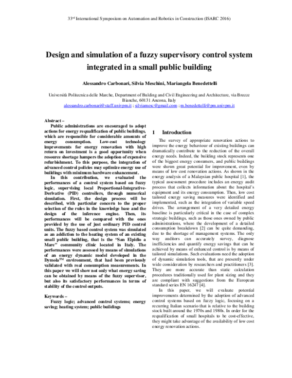 Pdf Design And Simulation Of A Fuzzy Supervisory Control System
