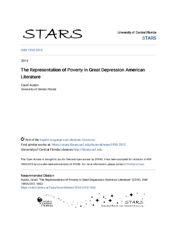 (PDF) The Representation of Poverty in Great Depression American Literature