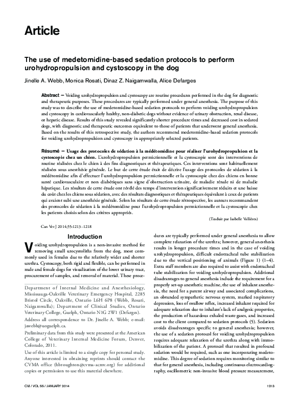 (PDF) The use of medetomidine-based sedation protocols to perform ...
