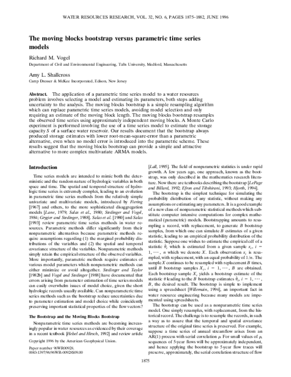 (PDF) L.: The moving blocks bootstrap versus parametric time series models