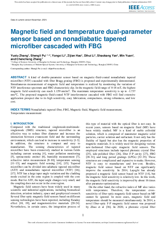 (PDF) Magnetic field and temperature dual-parameter sensor based on ...