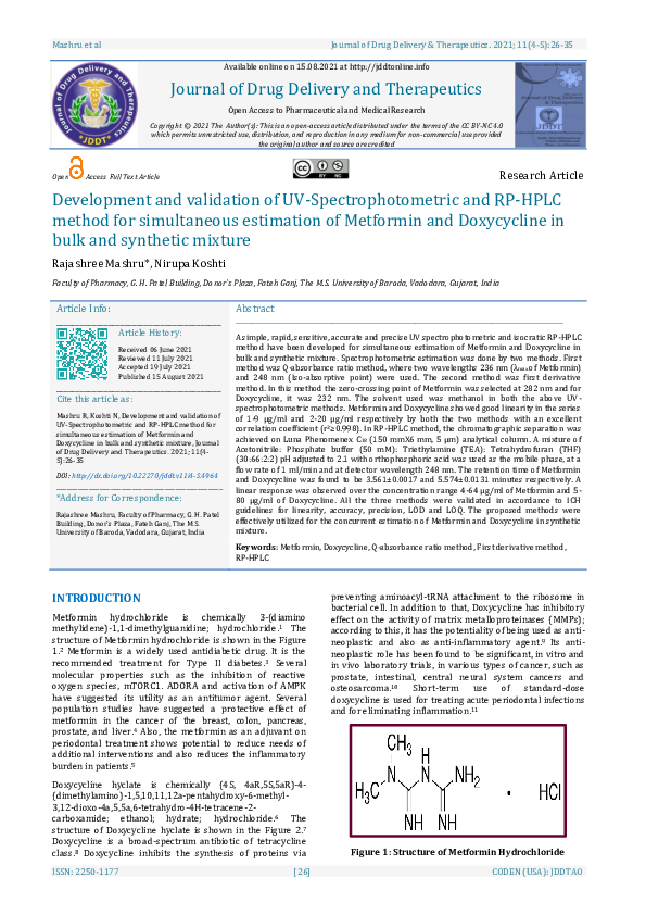 (PDF) Development and validation of UV-Spectrophotometric and RP-HPLC method for simultaneous ...