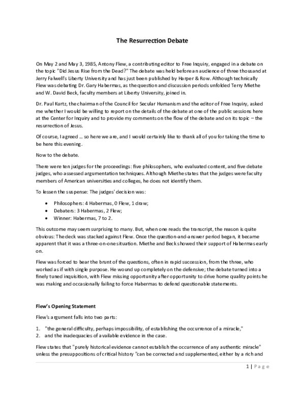 (DOC) The Resurrection Debate and the Relevance of John the Baptist