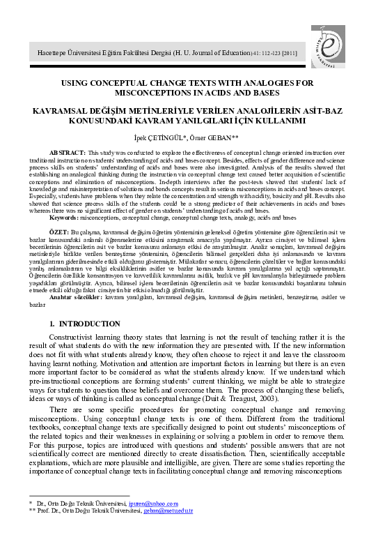 (PDF) Using Conceptual Change Texts with Analogies for Misconceptions ...