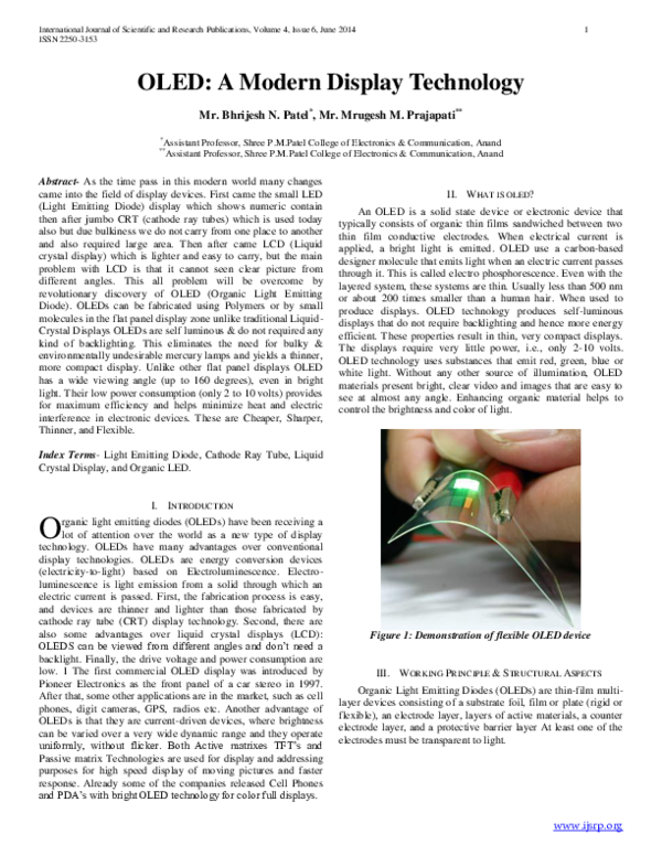 (PDF) OLED : A Modern Display Technology Mr
