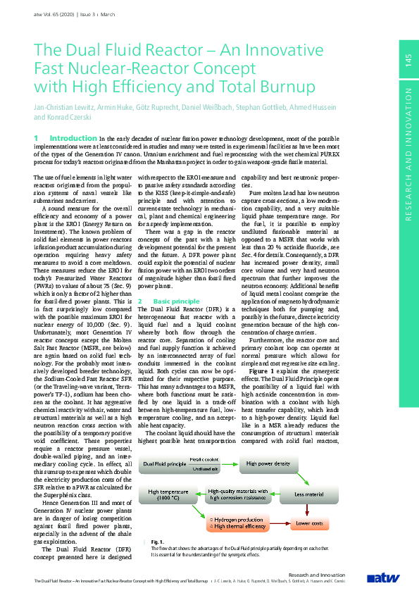 (PDF) The Dual Fluid Reactor – An Innovative Fast Nuclear-Reactor ...