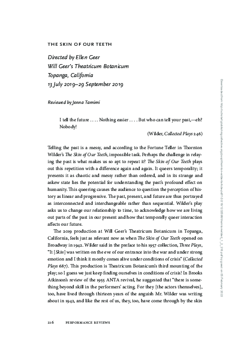 (PDF) The Skin of our Teeth, by Ellen Geer Will