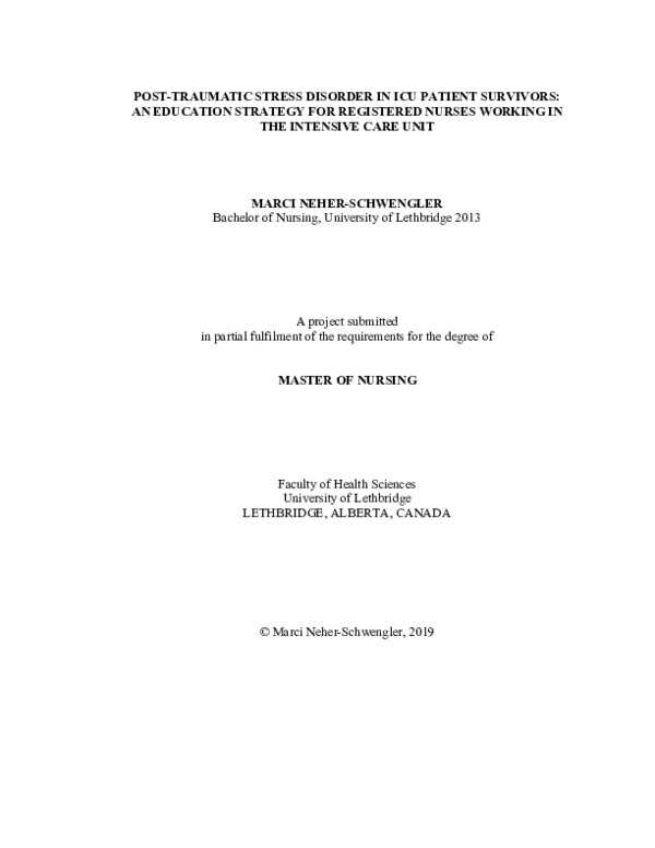 (PDF) Post-Traumatic Stress Disorder in ICU patient survivors: an ...