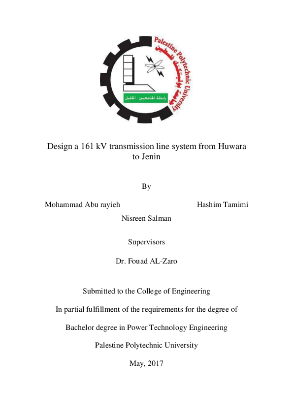 (PDF) Design a 161 kV transmission line system from Huwara to Jenin