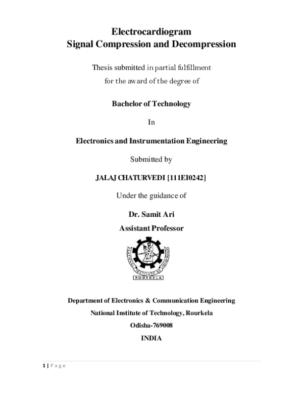 (PDF) Electrocardiogram Signal Compression and Decompression