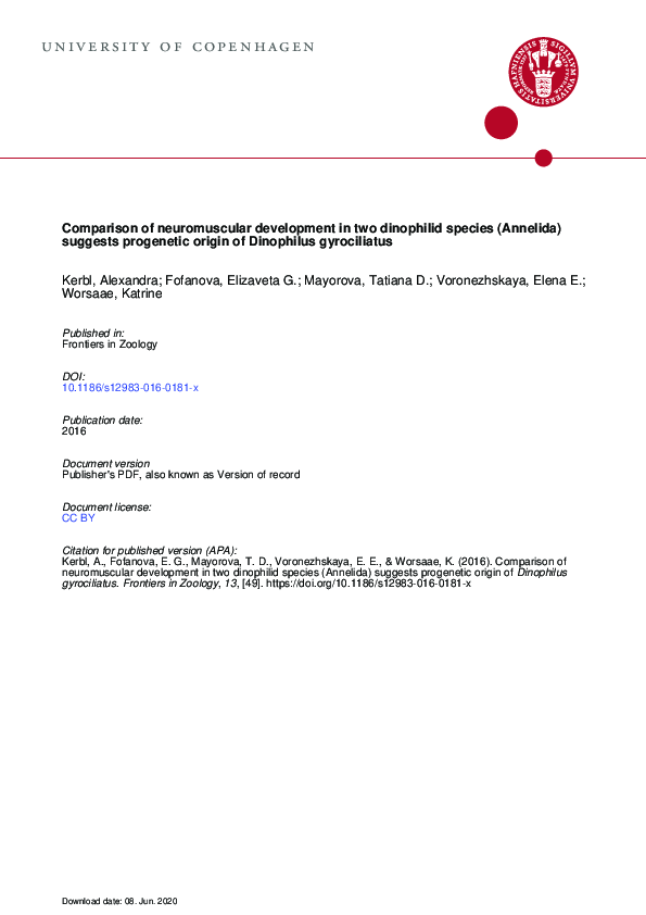 (PDF) Comparison of neuromuscular development in two dinophilid species ...