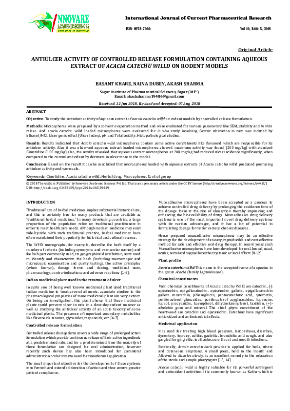 (PDF) Antiulcer Activity of Controlled Release Formulation Containing Aqueous Extract of Acacia ...