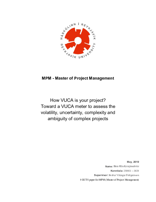(PDF) How VUCA is your project? : toward a VUCA meter to assess the ...