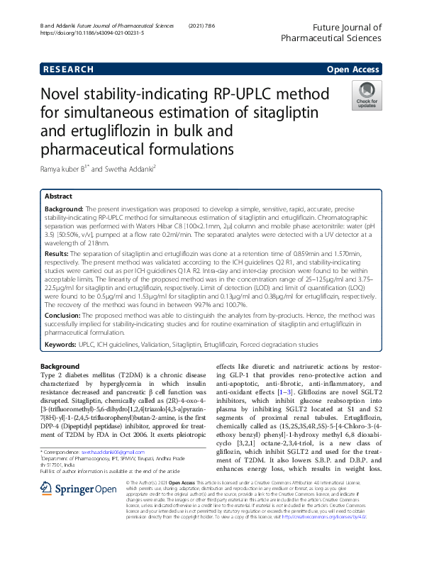 (PDF) Novel stability-indicating RP-UPLC method for simultaneous estimation of sitagliptin and ...