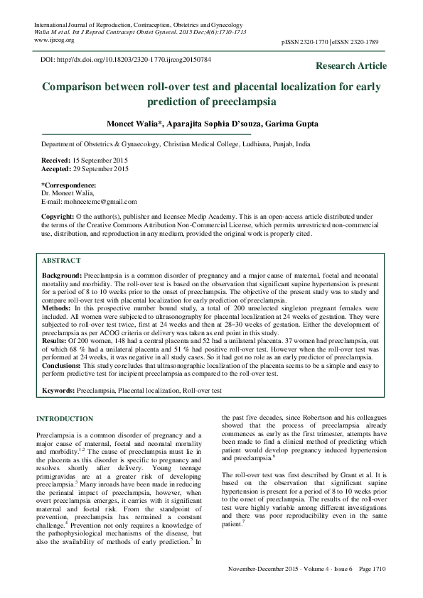 (PDF) Comparison between roll-over test and placental localization for ...