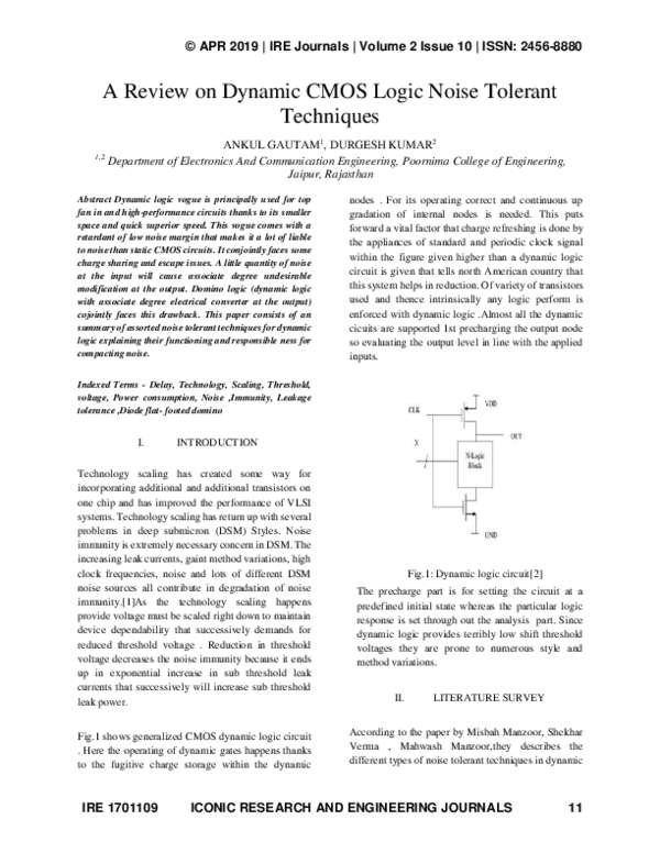 (PDF) A Review On Dynamic Cmos Logic Noise Tolerant Techniques