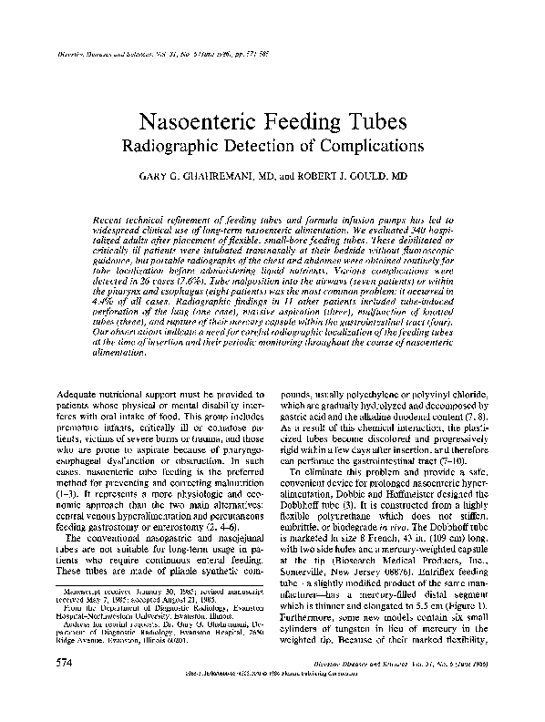 (PDF) Nasoenteric feeding tubes