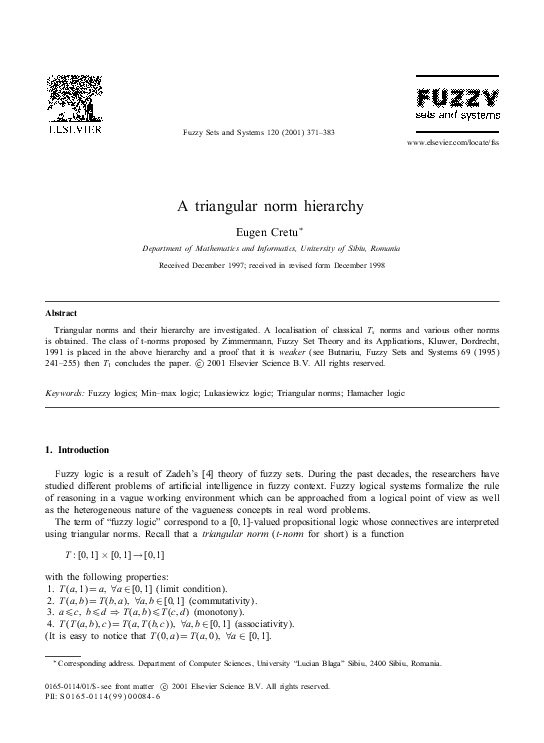 (PDF) A triangular norm hierarchy