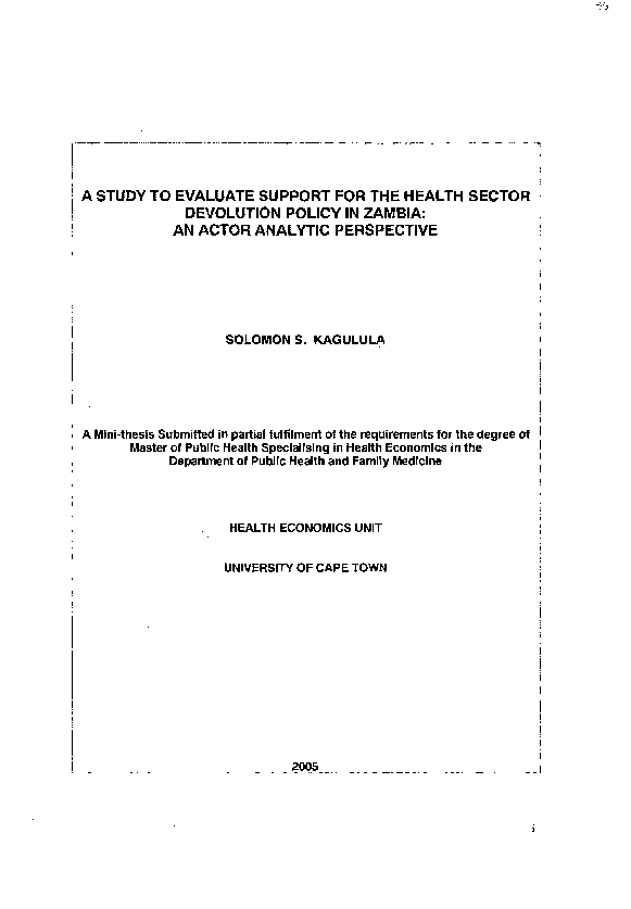 (PDF) A Study to Evaluate Support for the Health Sector Devolution ...