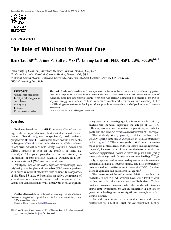 (PDF) The Role of Whirlpool in Wound Care