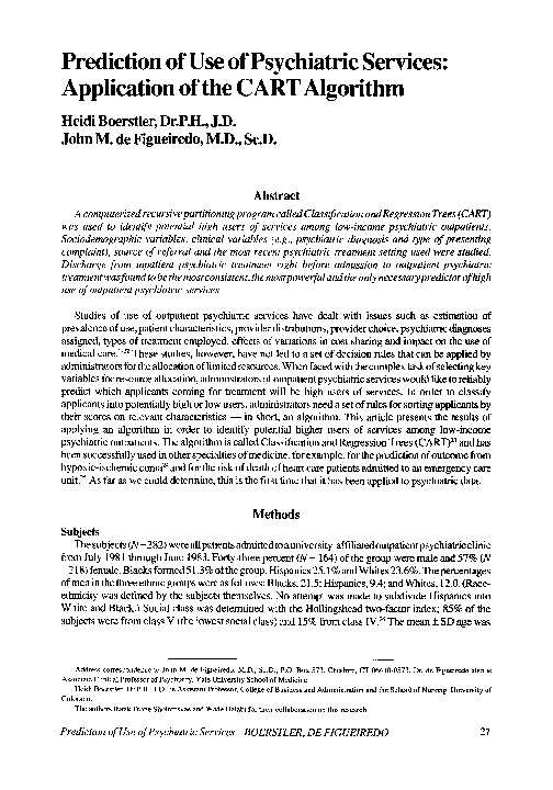 (PDF) Prediction of use of psychiatric services: Application of the ...