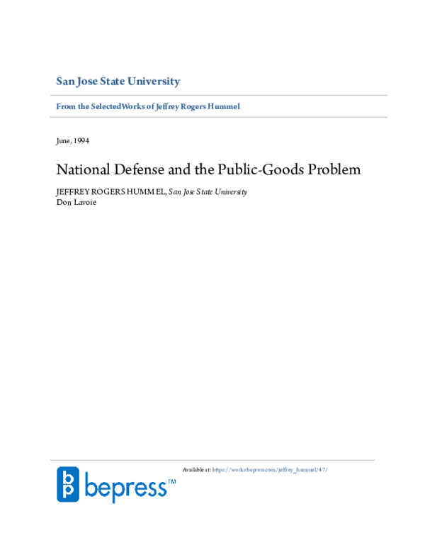 (PDF) National Defense and the Public-Goods Problem