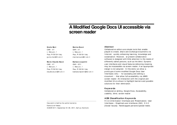 (PDF) A Modified Google Docs UI accessible via screen reader | Marina ...