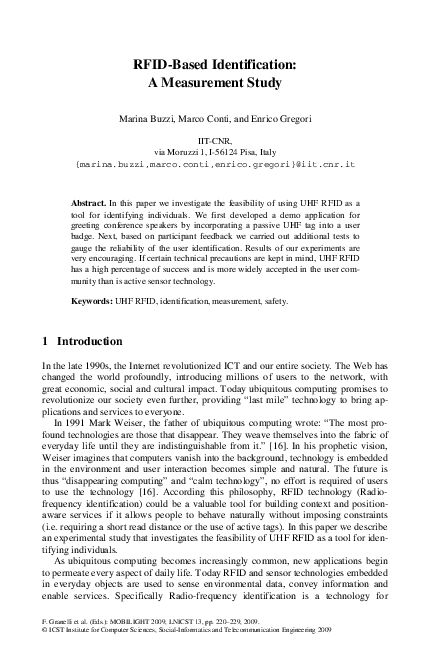 (PDF) RFID-Based Identification: A Measurement Study