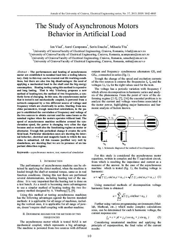 (PDF) The Study of Asynchronous Motors Behavior in Artificial Load ...