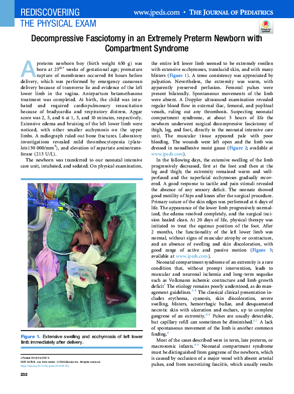 (PDF) Decompressive Fasciotomy in an Extremely Preterm Newborn with ...