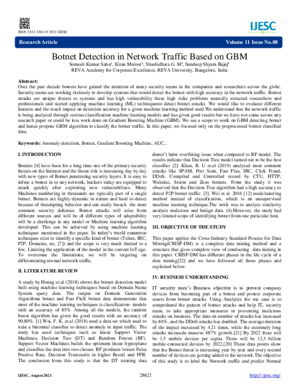 Pdf Botnet Detection In Network Traffic Based On Gbm