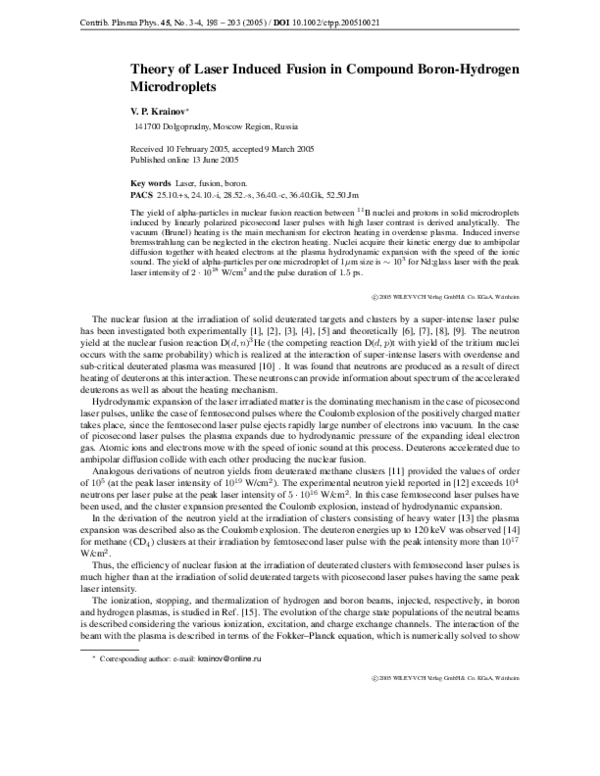 (PDF) Theory of Laser Induced Fusion in Compound Boron-Hydrogen ...