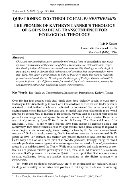 (PDF) Questioning Eco-Theological Panentheisms: The Promise of Kathryn ...