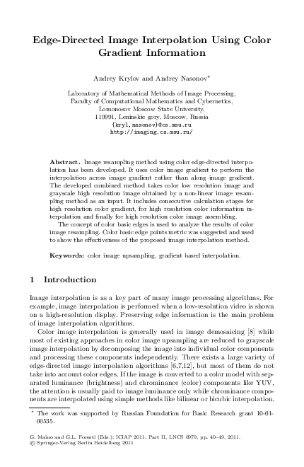 Pdf Edge Directed Image Interpolation Using Color Gradient Information