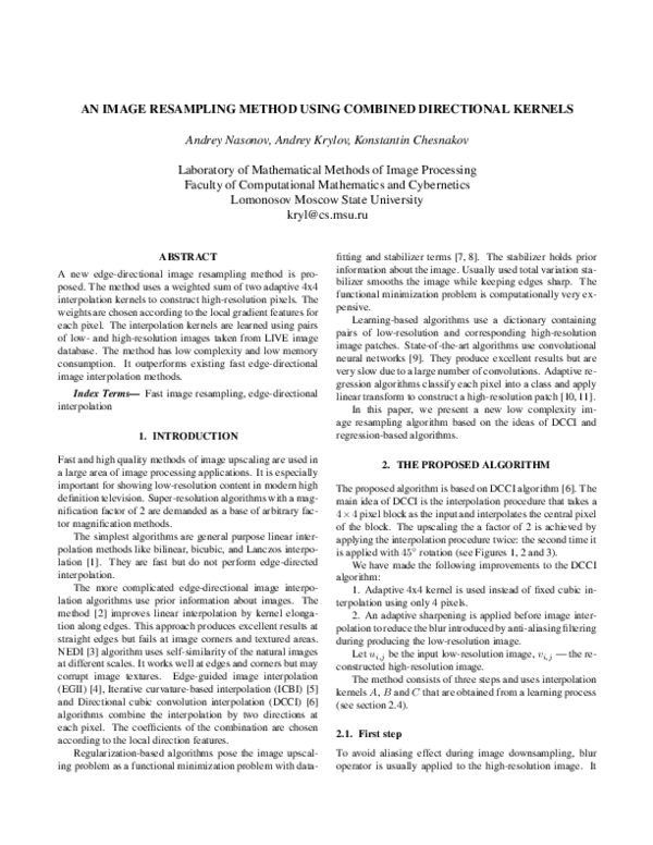 (PDF) An image resampling method using combined directional kernels