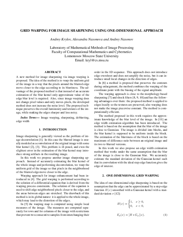 (PDF) Gridwarping for image sharpening using one-dimensional approach