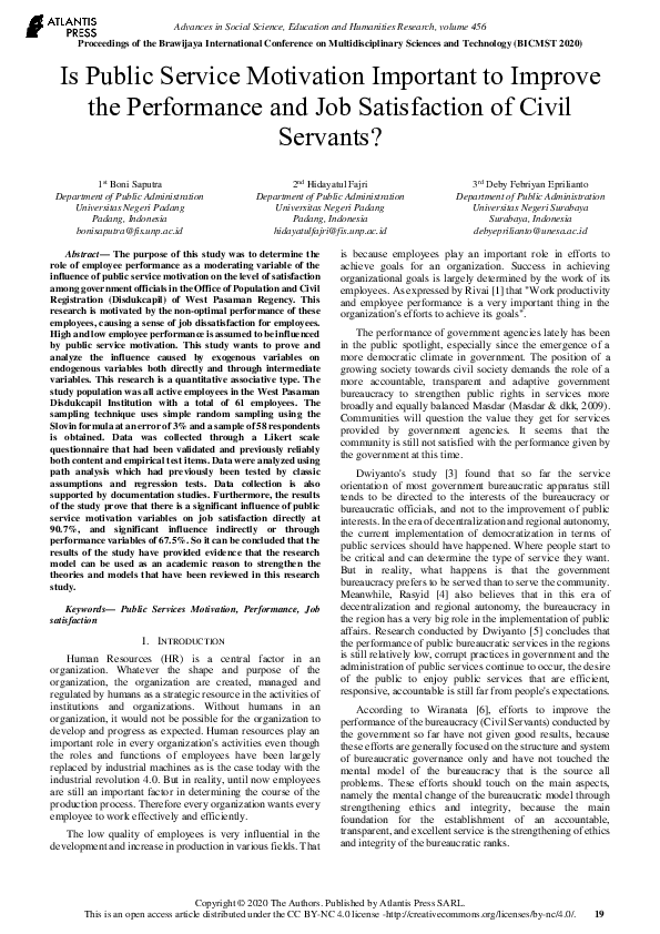(PDF) Is Public Service Motivation Important to Improve the Performance ...