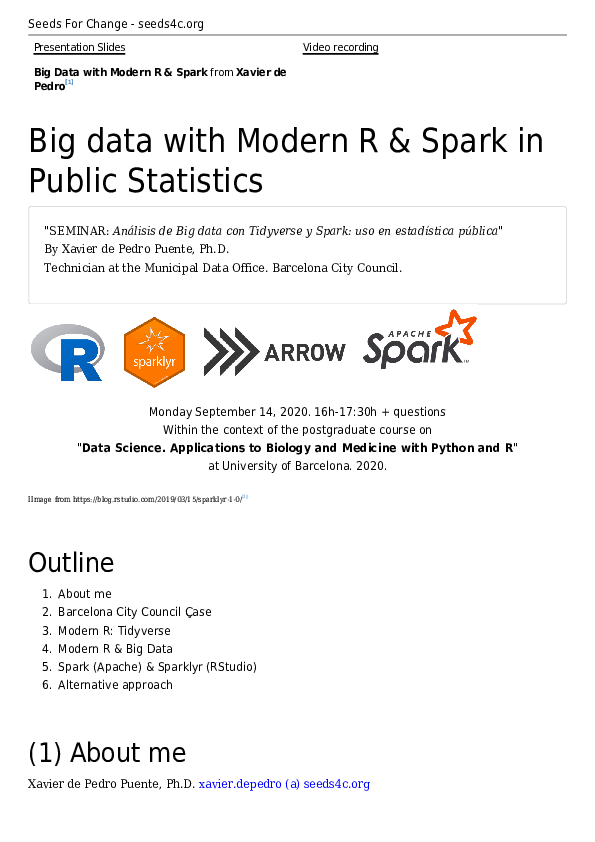 (PDF) Big data with Modern R & Spark in Public Statistics