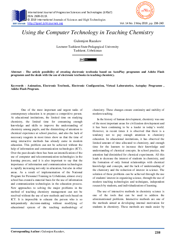 (PDF) Using the Computer Technology in Teaching Chemistry