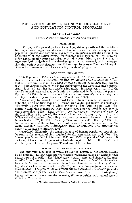(PDF) Population Growth, Economic Development, and Population Control ...