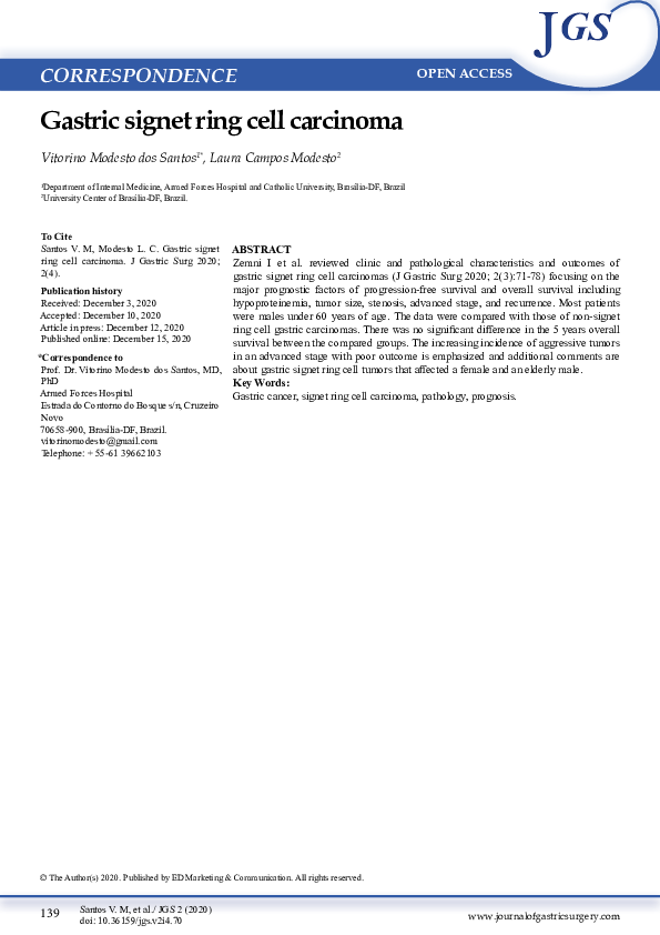 (PDF) Gastric signet ring cell carcinoma