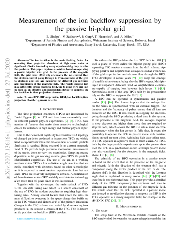 (PDF) Measurement of the ion backflow suppression by the passive bi ...