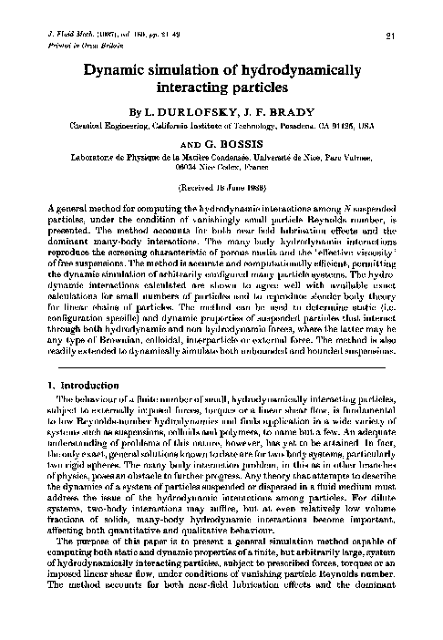Pdf Dynamic Simulation Of Hydrodynamically Interacting Particles