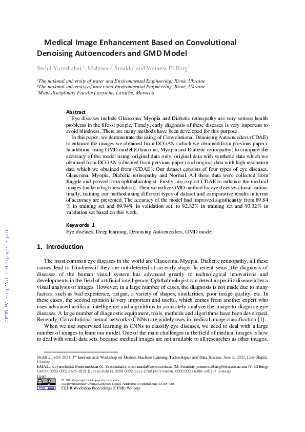 (PDF) Medical Image Enhancement Based on Convolutional Denoising Autoencoders and GMD Model