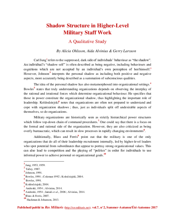 (PDF) Shadow Structure in Higher-Level Military Staff Work A ...