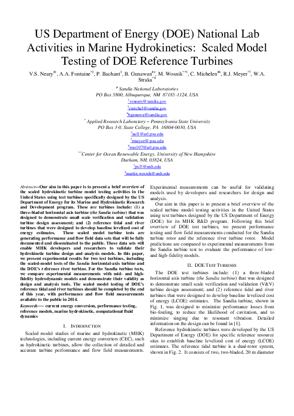 (PDF) US Department of Energy (DOE) National Lab Activities in Marine ...