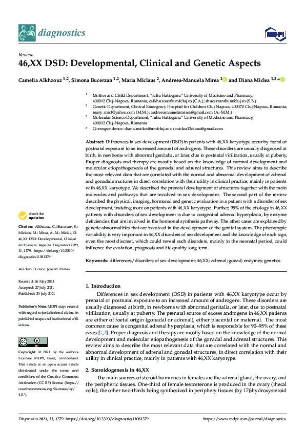 (PDF) 46,XX DSD: Developmental, Clinical and Genetic Aspects