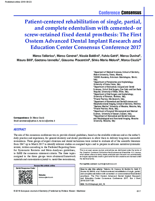 (PDF) Patient-centered rehabilitation of single, partial, and complete ...