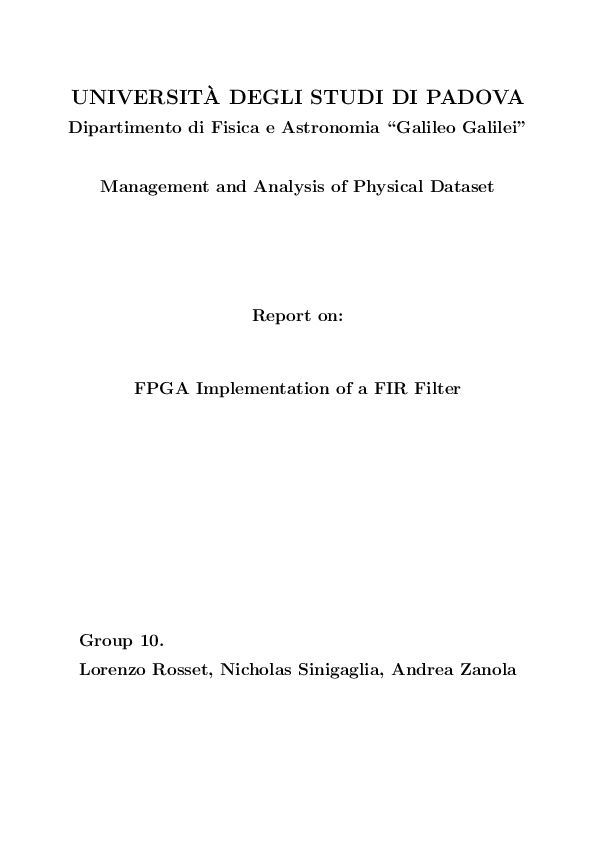 (PDF) FPGA Implementation of a FIR Filter (PDF) FPGA Implementation of a FIR Filter